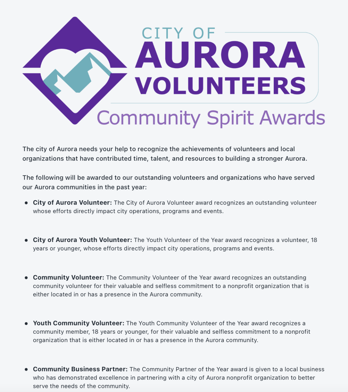 The City of Aurora Community Spirit Awards – Colorado JCF