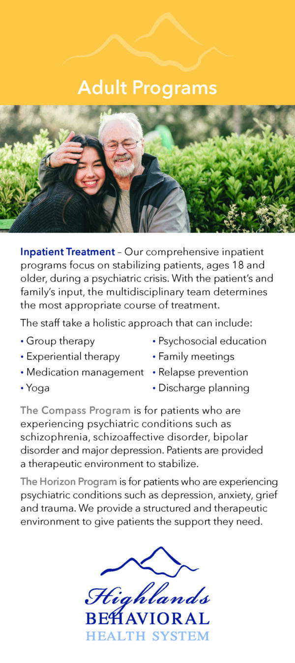 Adolescent & Adult Programs from Highlands Behavioral Health – Colorado JCF